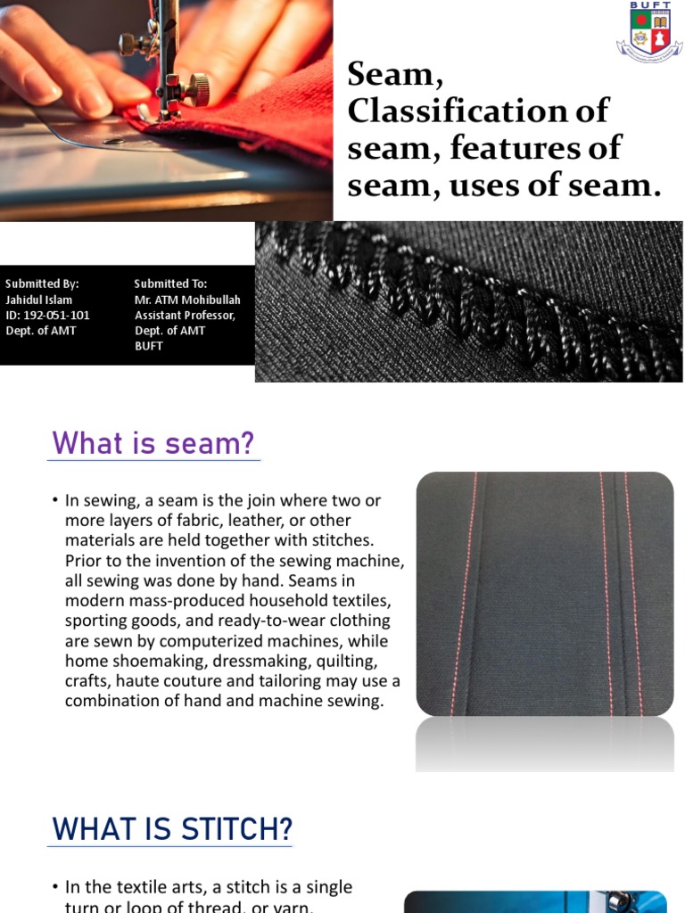 Seam, Classification of Seam, Features of Seam, Uses of Seam | PDF ...