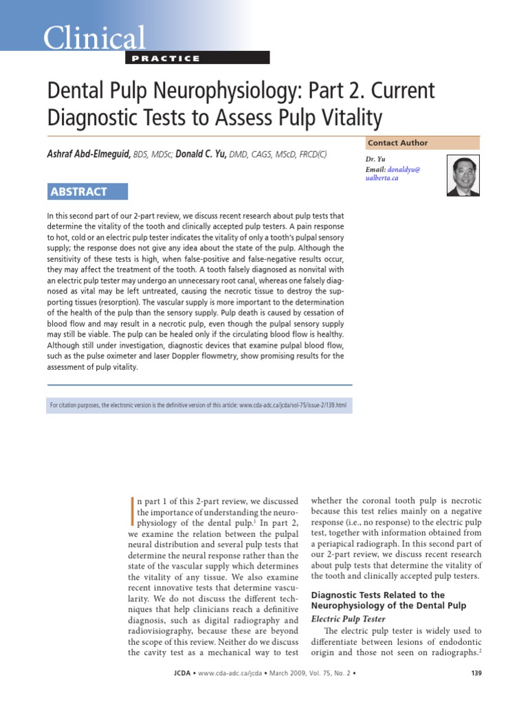 Pulp Vitality Testing Methods Explained | PDF | Science & Mathematics
