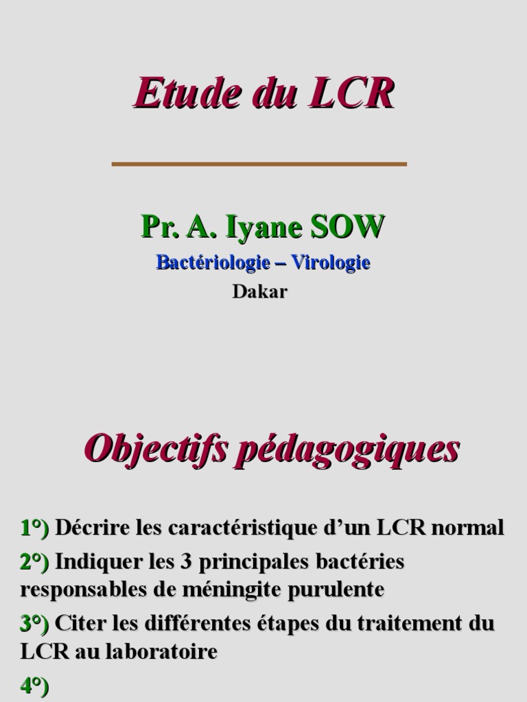 Analyse du LCR en Bactériologie | PDF | Sciences et mathématiques