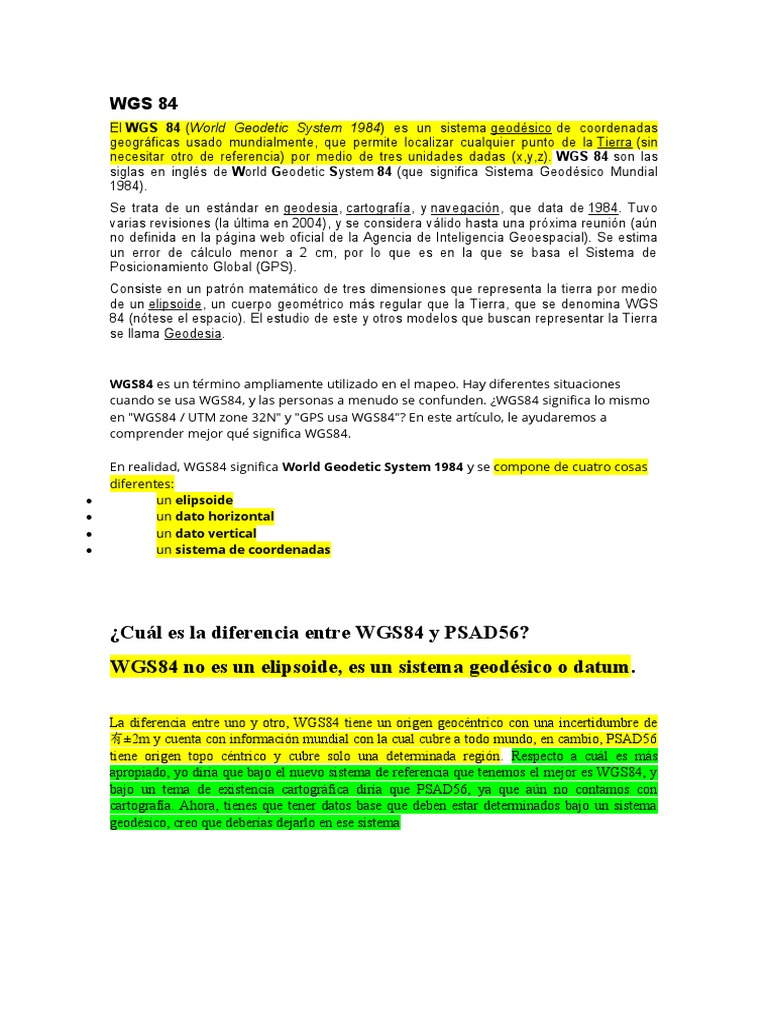 WGS 84 | PDF | Geofísica | Infografia