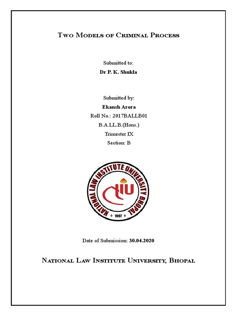 Packer's Two Models of Criminal Process | PDF | Restorative Justice | Plea