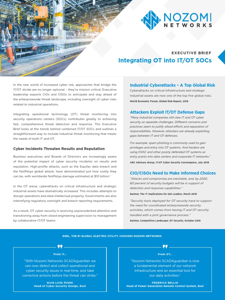 Integrating Ot Into It/Ot Socs: Executive Brief | PDF | Cyberwarfare ...