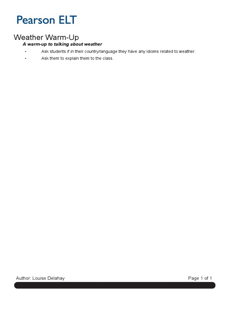 Weather Idioms Warm-Up Activity | PDF