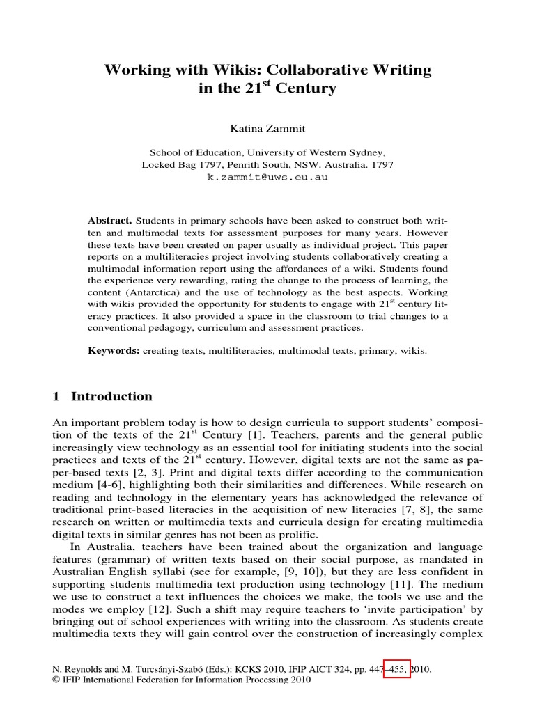 Working With Wikis - Collaborative Writing in The 21st Century | PDF ...