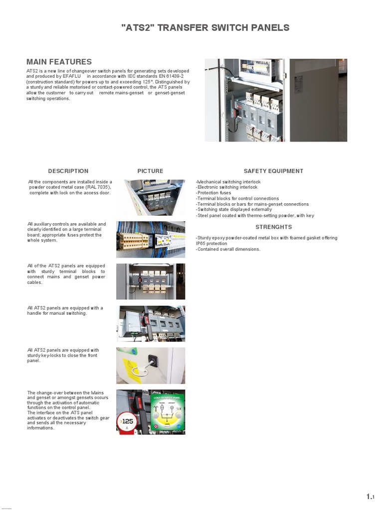 "Ats2" Transfer Switch Panels: Main Features | PDF | Switch ...