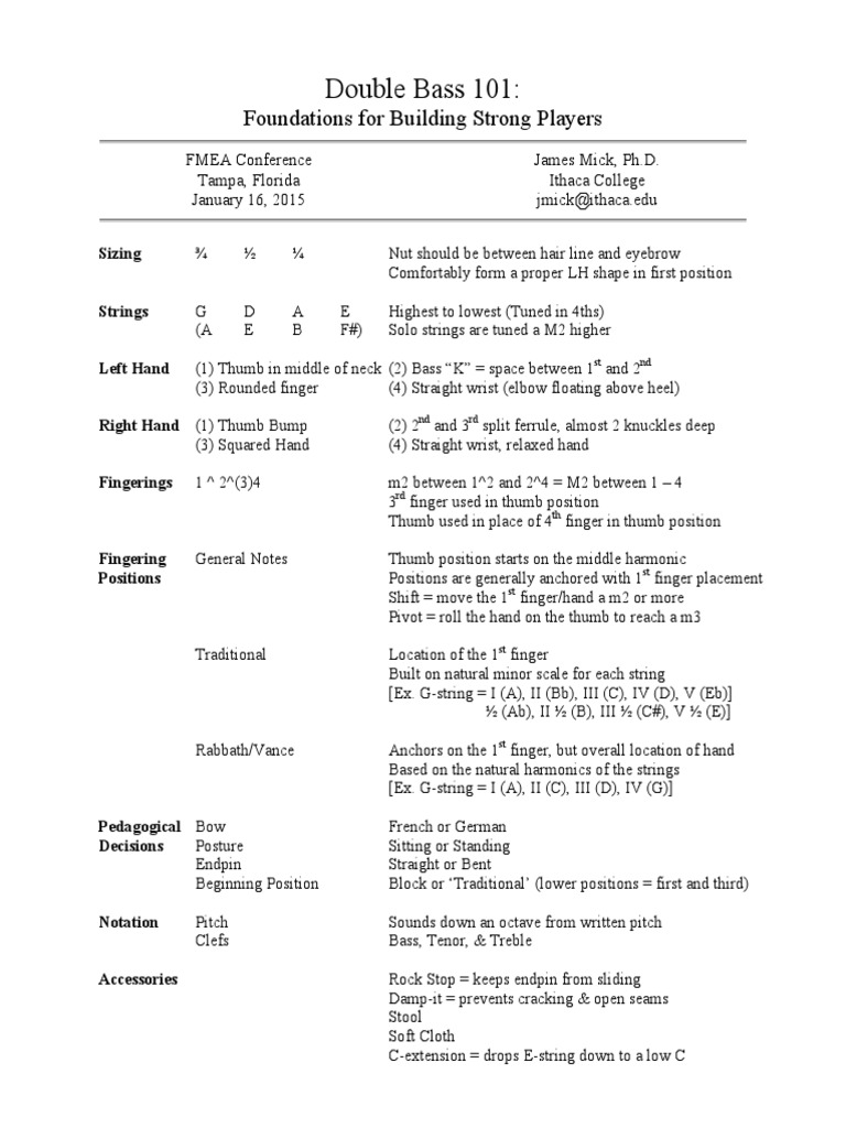 Double Bass 101:: Foundations For Building Strong Players | PDF | Clef ...