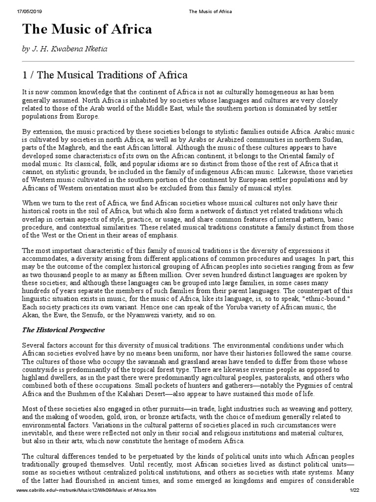 The Music of Africa | PDF | Africa | Musical Instruments