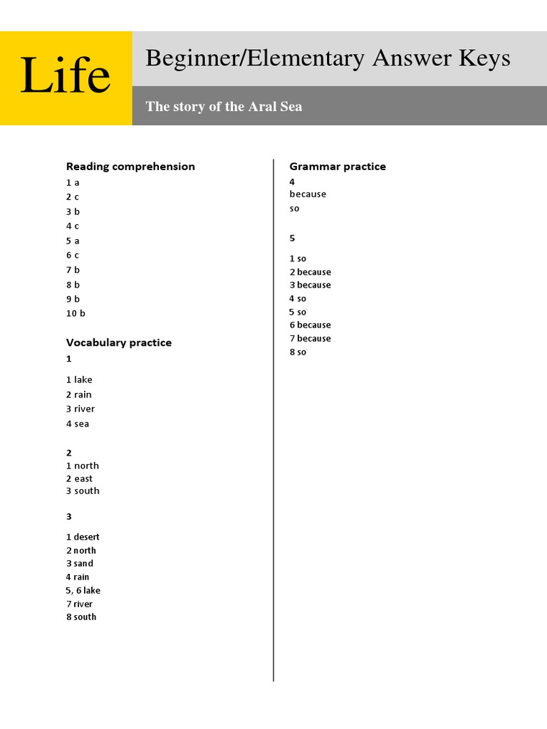 Beginner-Elementary AnswerKey PDF | PDF