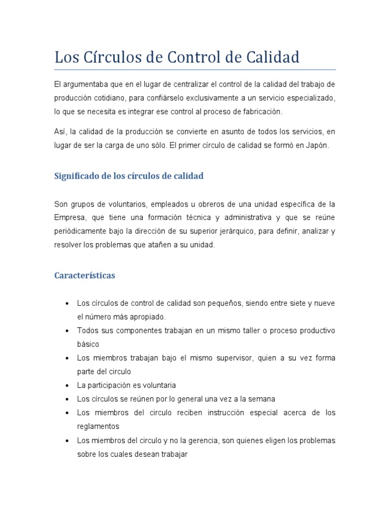 Los Círculos de Control de Calidad | PDF