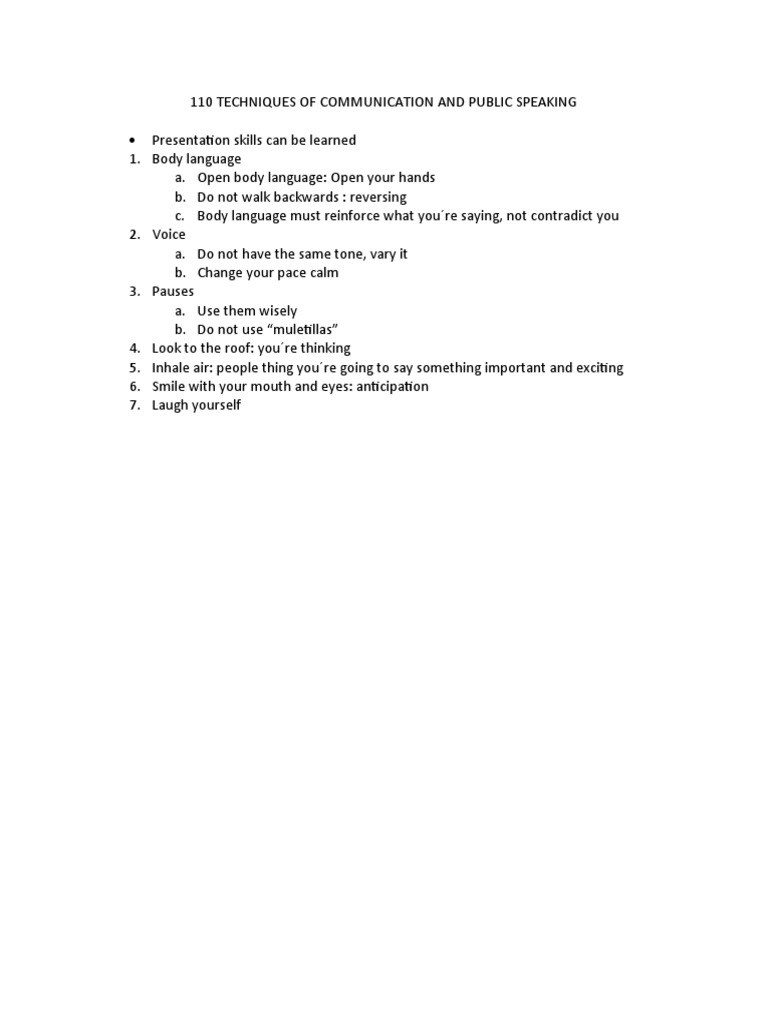 110 Techniques of Communication and Public Speaking | PDF