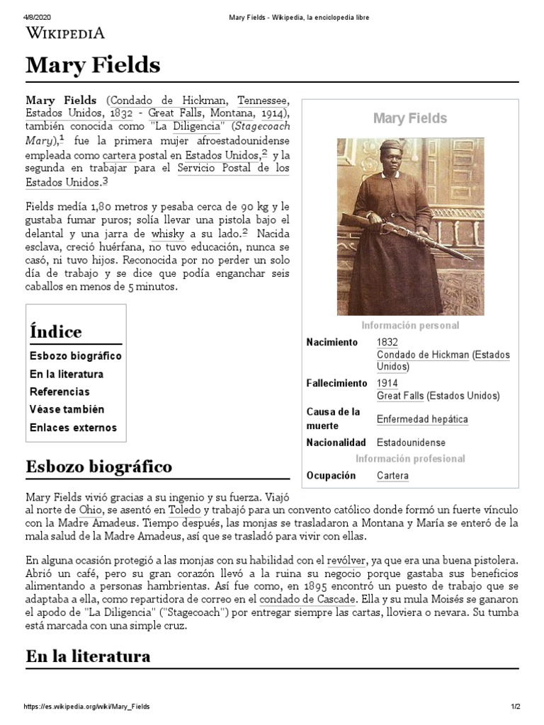 Mary Fields - Wikipedia, La Enciclopedia Libre | PDF | Business