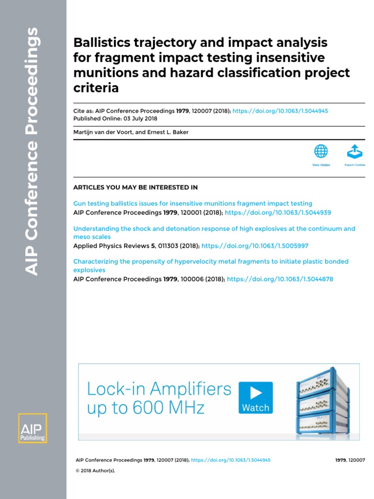 Ballistics Trajectory and Impact Analysis For Fragment Impact Testing ...