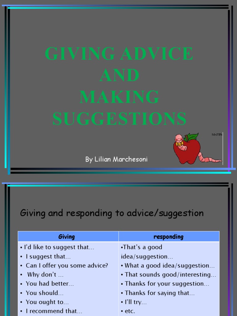 Giving Advice and Making Suggestions | PDF