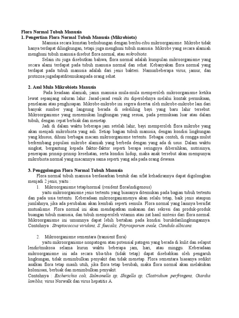 Flora Normal Tubuh Manusia: Pengertian dan Jenis | PDF | Sains & Matematika