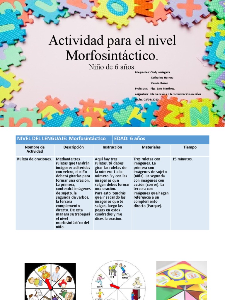 Actividad Morfosintáctica para Niños | PDF | Artes del Lenguaje y ...