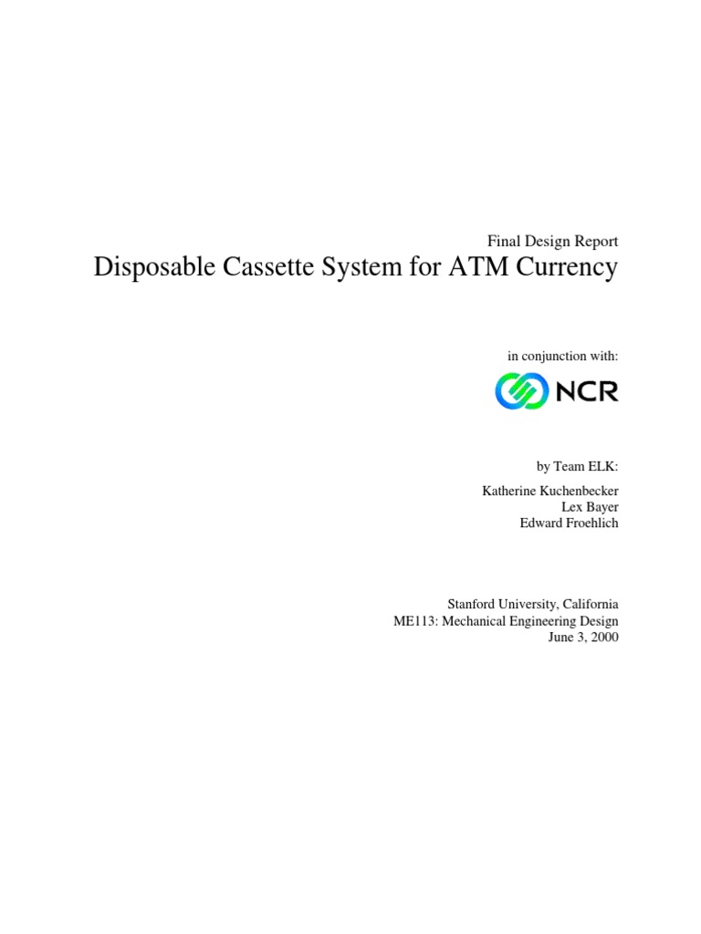 Disposable Cassette System For ATM Currency | PDF | Automated Teller ...