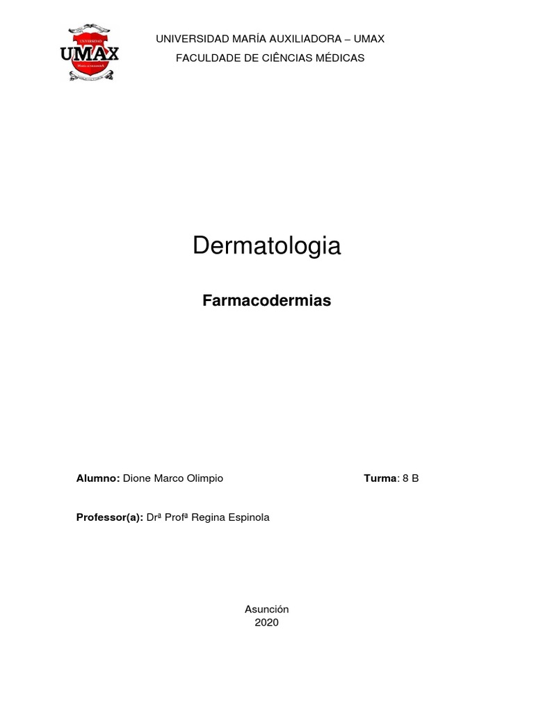 Farmacodermias: Diagnóstico y Tratamiento | PDF | Diagnostico medico | Rtt
