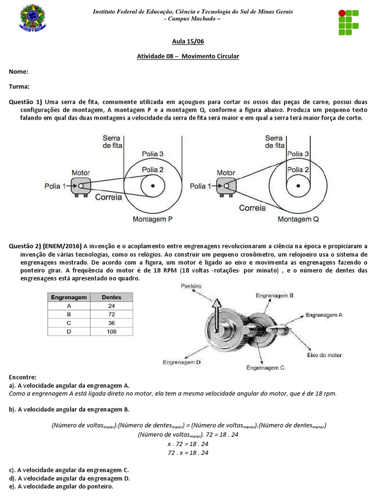 Atividade 08 - Movimento Circular | PDF