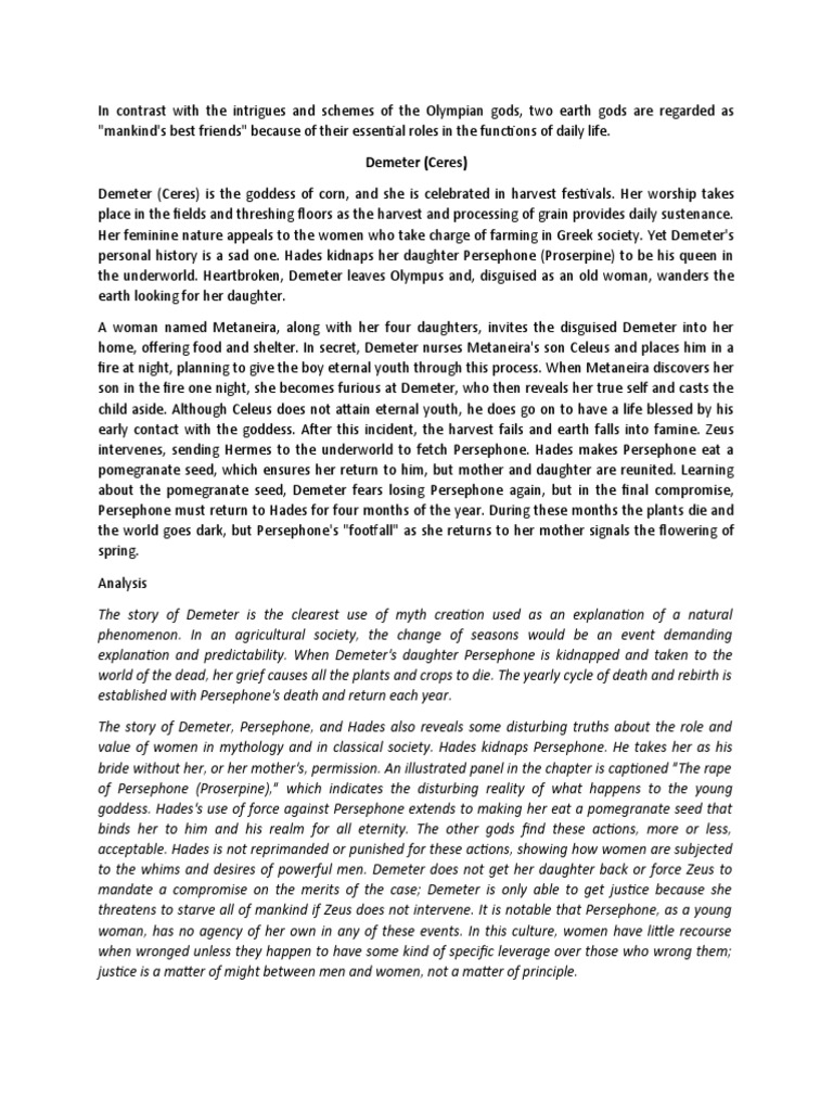 Demeter and Dionysus: Myths of Earth | PDF | Dionysus | Hades
