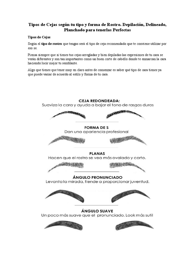 Tipos de Cejas Según Tu Tipo y Forma de Rostro | PDF