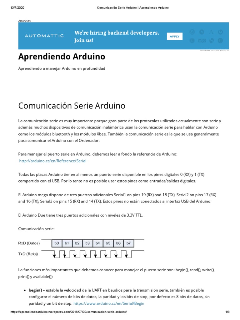 Comunicación Serie Arduino - Aprendiendo Arduino PDF | PDF | Arduino ...