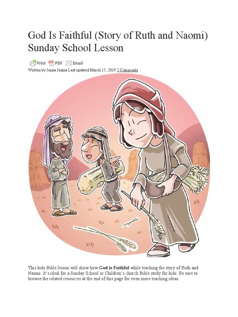 God Is Faithful (Story of Ruth and Naomi) Sunday School Lesson | PDF ...