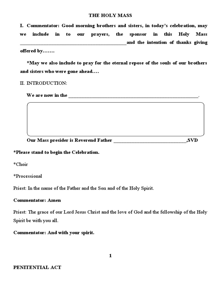 Full English Catholic Mass Script | PDF | God The Father | Glory (Religion)