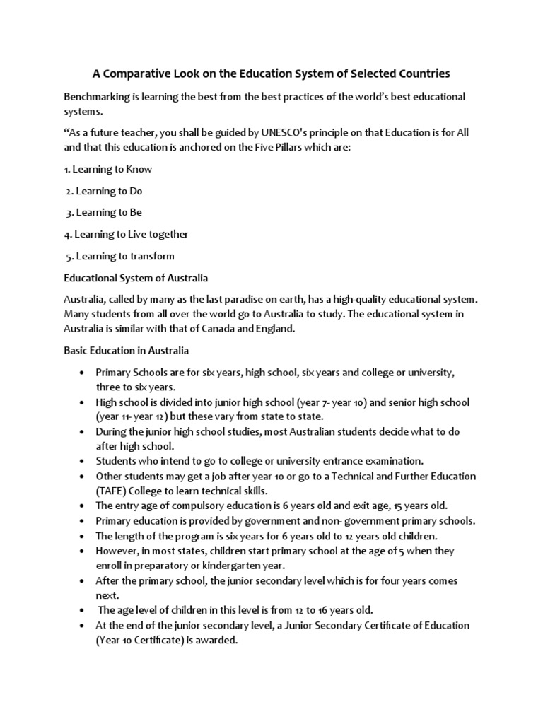 Global Education Systems Comparison | PDF | Academic Degree ...