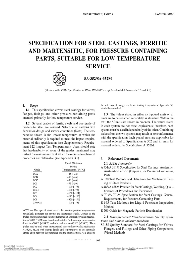 Asme Section Ii A Sa-352 Sa-352m PDF | PDF | Steel | Heat Treating