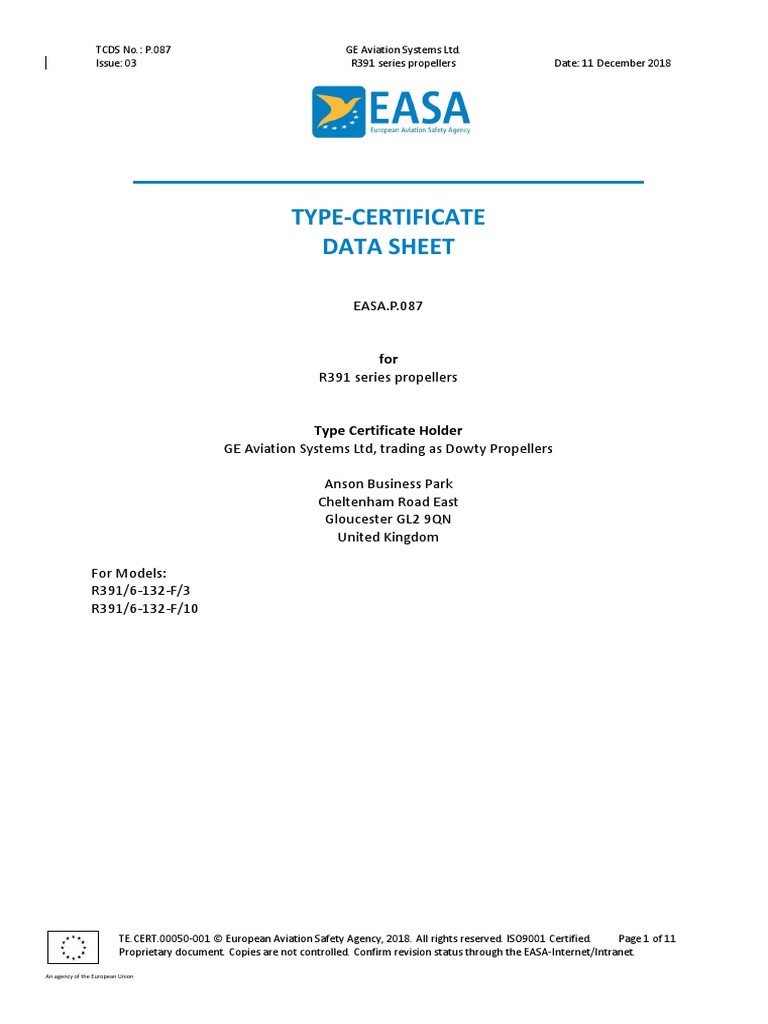 EASA TCDS R391 Series Propeller | PDF | Aerospace Engineering | Aerospace