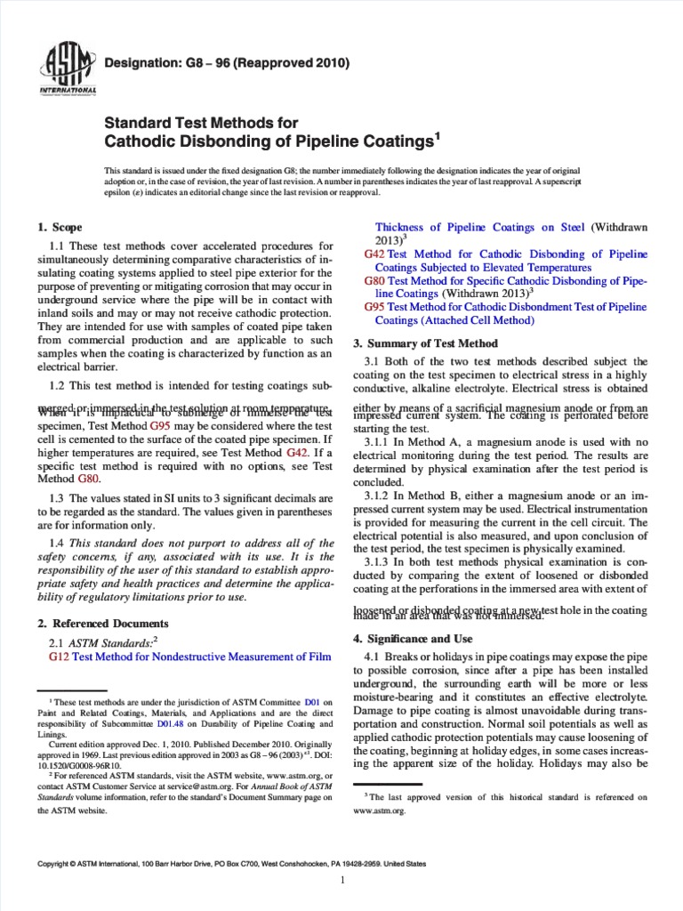 Norma G8 - Cathodic Detachment | PDF | Electrochemistry | Materials