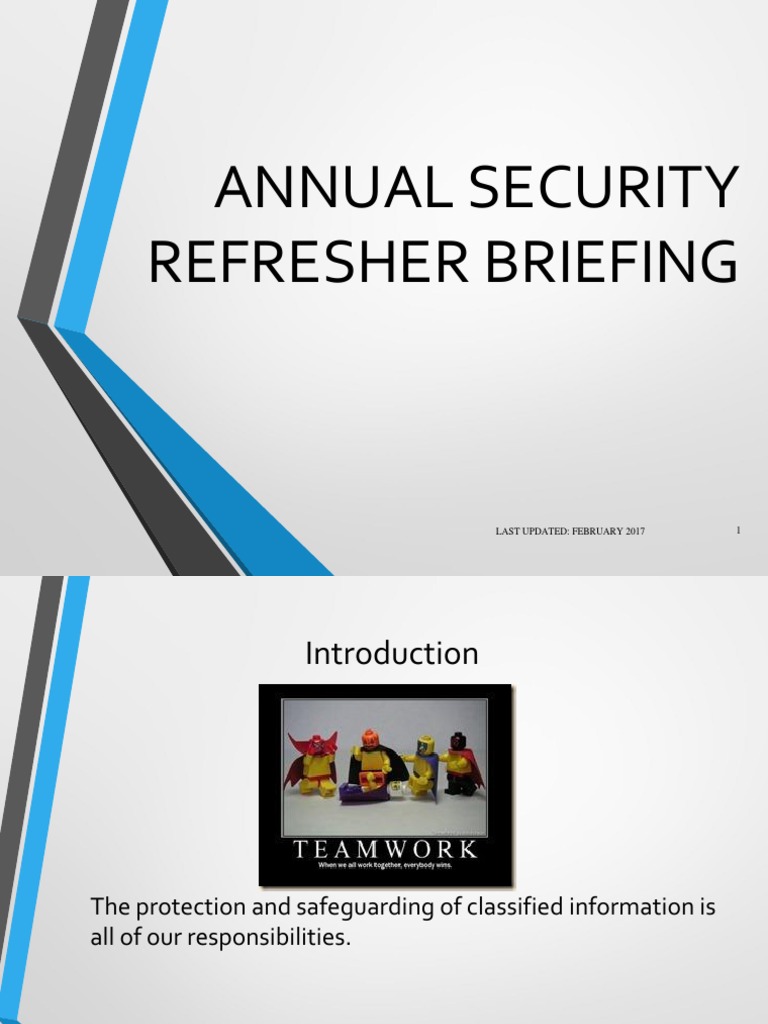 Annual Security Refresher BRIEFING354 | PDF | Classified Information In ...