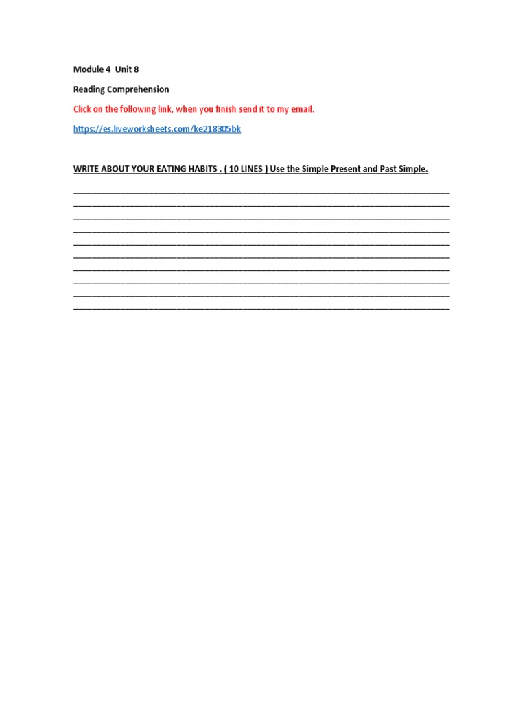 Reading Comprehension Unit 8 | PDF