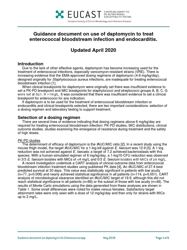 Daptomycin Guidance Note - Revision 20200430 | PDF | Antimicrobial ...