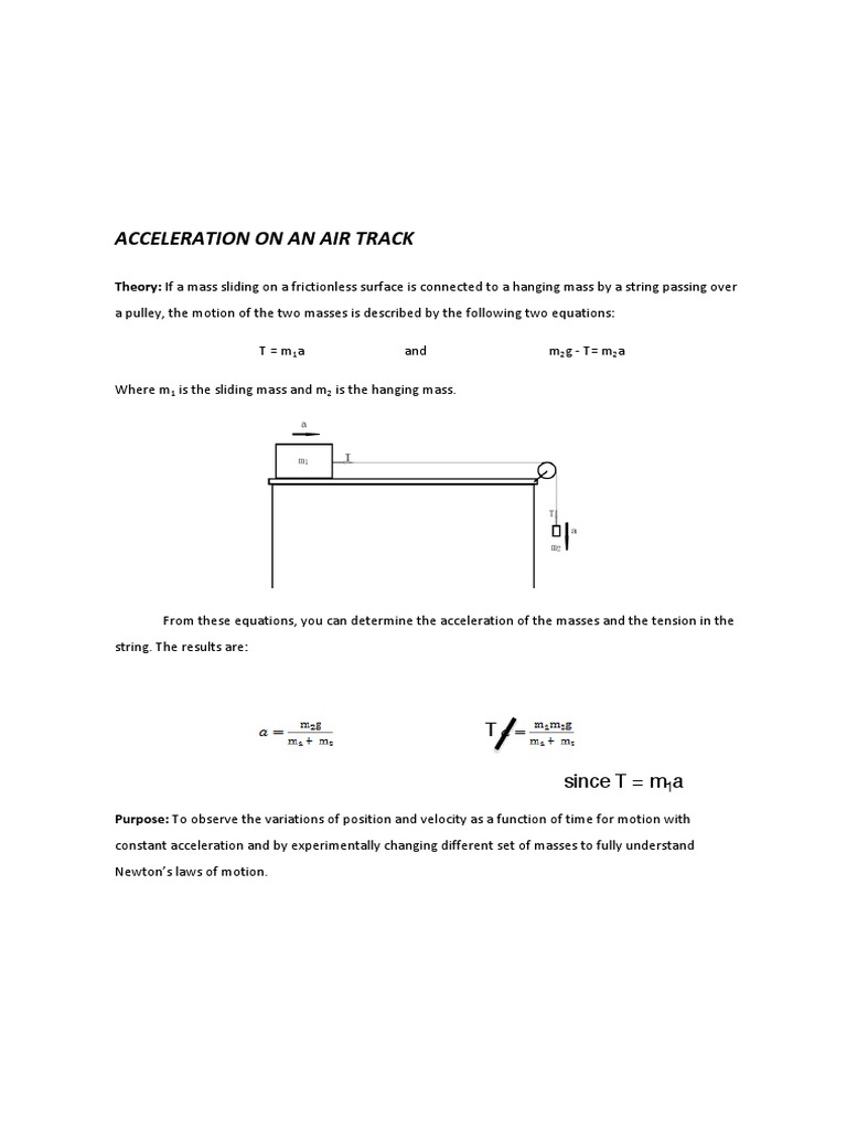 Acceleration On An Air Track | PDF | Acceleration | Mass
