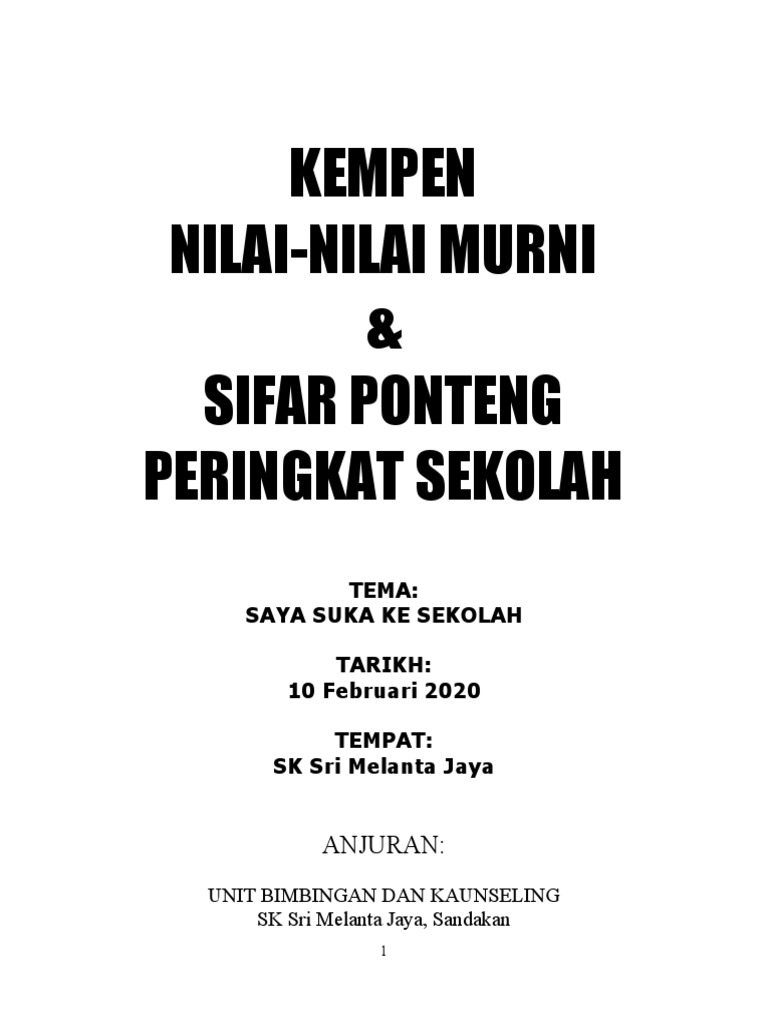 KERTAS KERJA SIFAR PONTENG and NILAI MUR | PDF