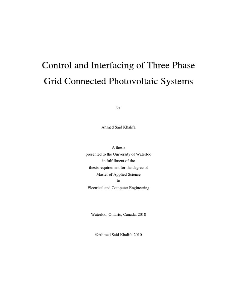 Control and Interfacing of Three Phase Grid Connected Photovoltaic Systems | PDF | Photovoltaic ...