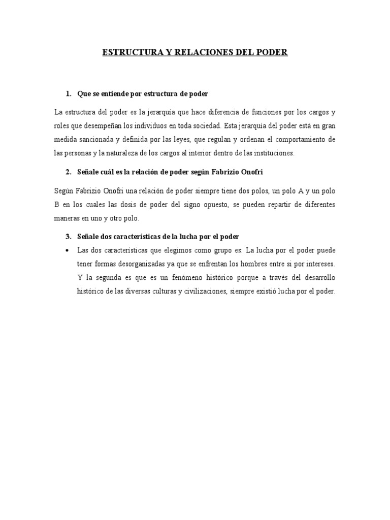 Estructura y Relaciones Del Poder | PDF