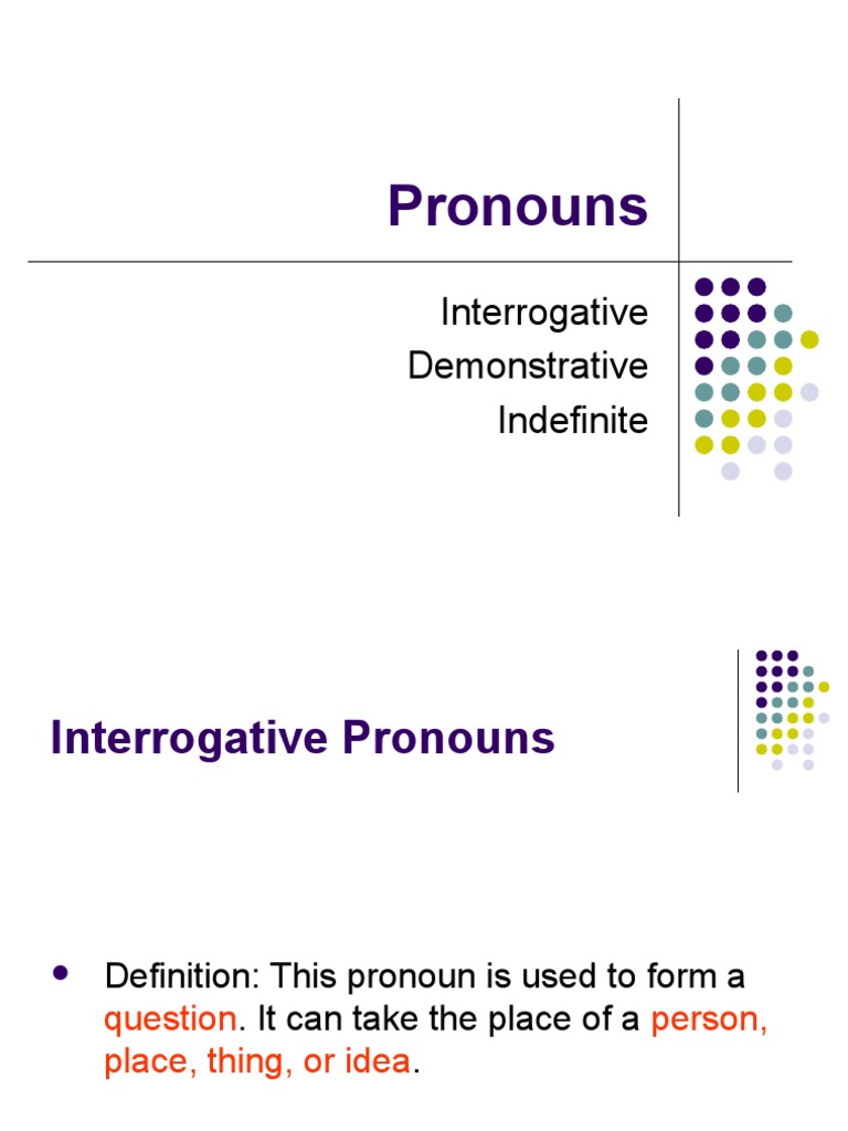 Indefinite Interrogative Demonstrative Pronouns 10209 | PDF | Pronoun ...