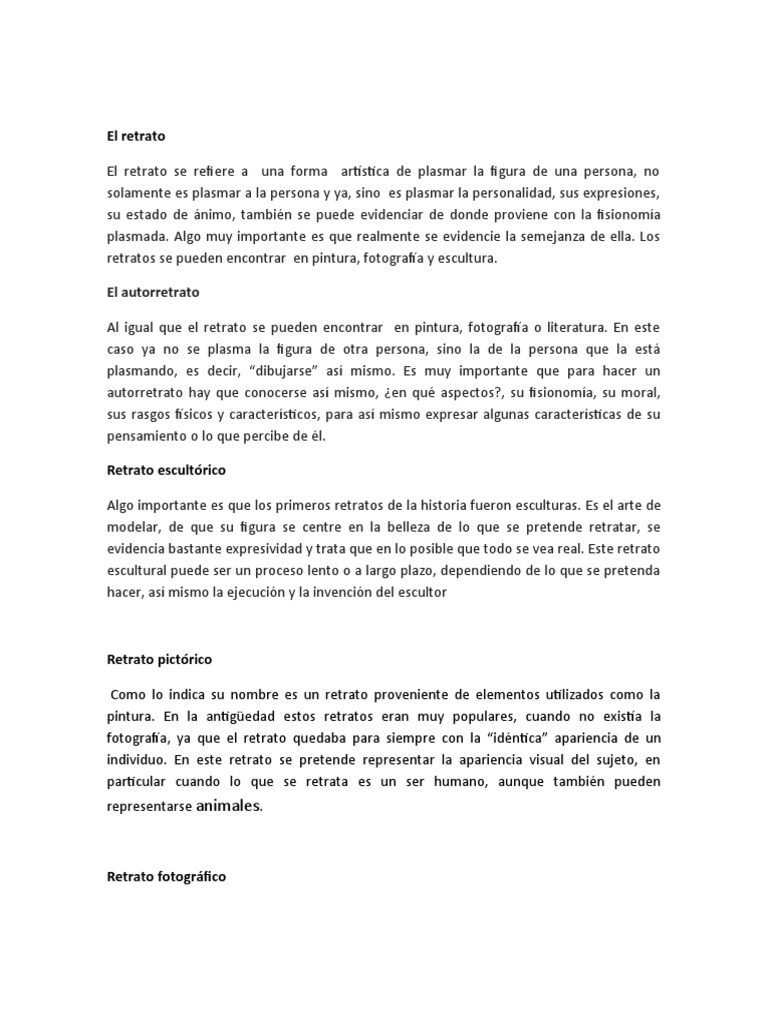 Tipos de retratos artísticos y su esencia | PDF