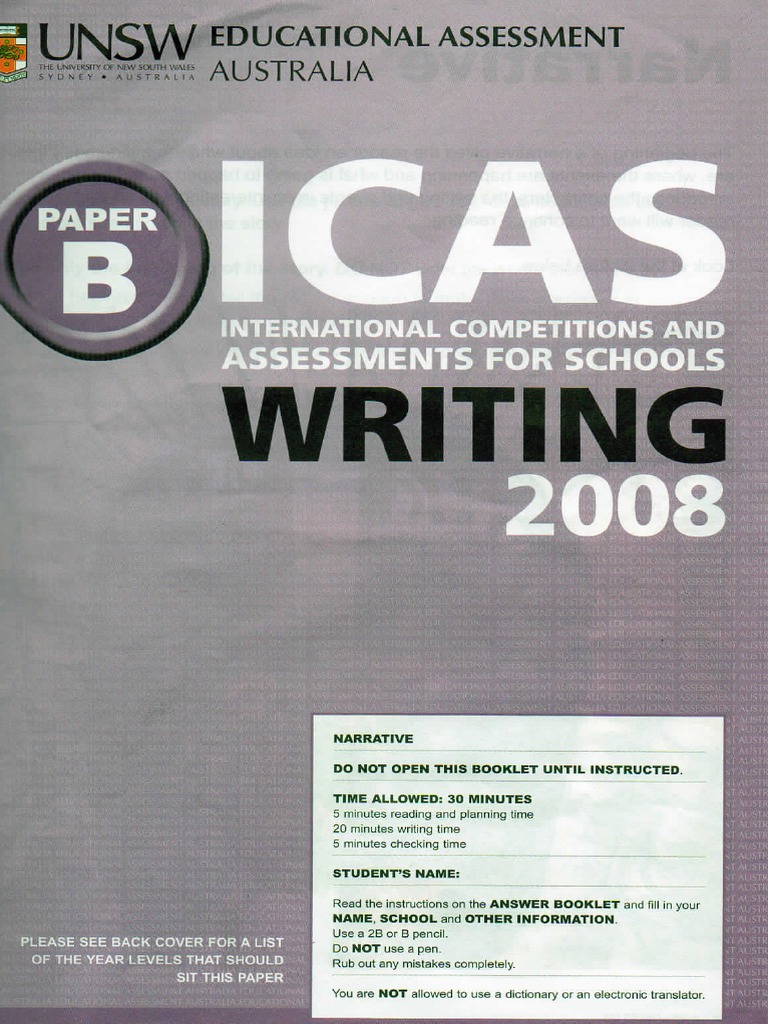 ICAS Paper B Writing 2008 PDF | PDF