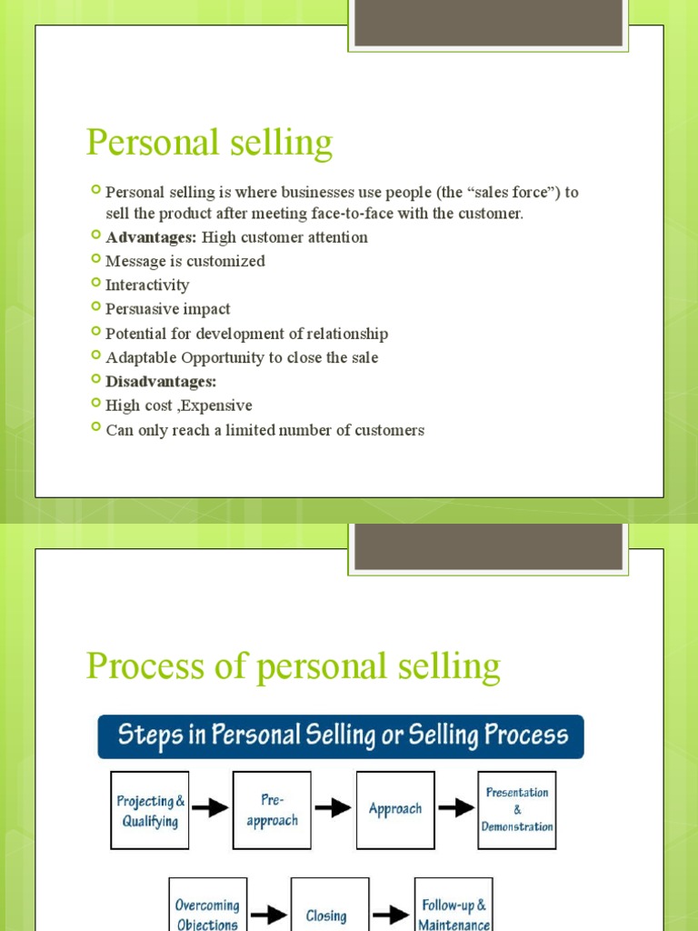 Personal Selling: Advantages: High Customer Attention | PDF | Sales ...
