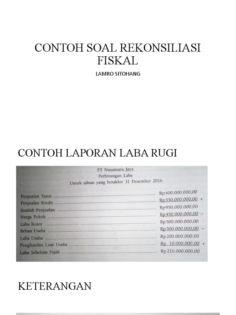 Contoh Soal Rekonsiliasi Fiskal | PDF