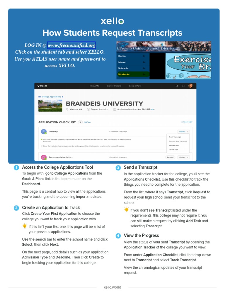 Transcripts Quick Guide - Xello | PDF | Software | Computing