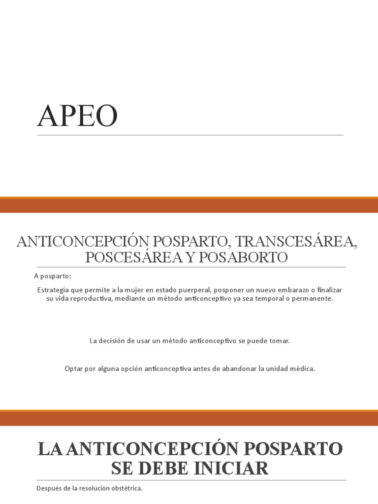 Anticoncepción Posparto y Posaborto | PDF | Control de la natalidad ...