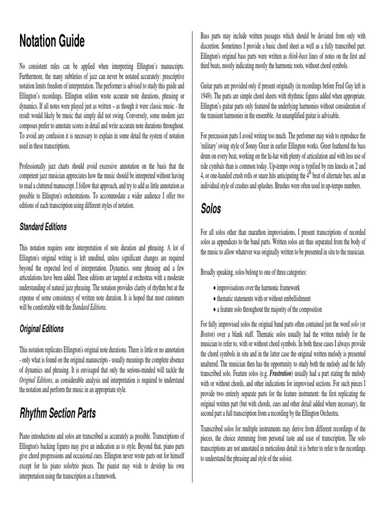 Notation Guide: Solos | Download Free PDF | Chord (Music) | Musical ...