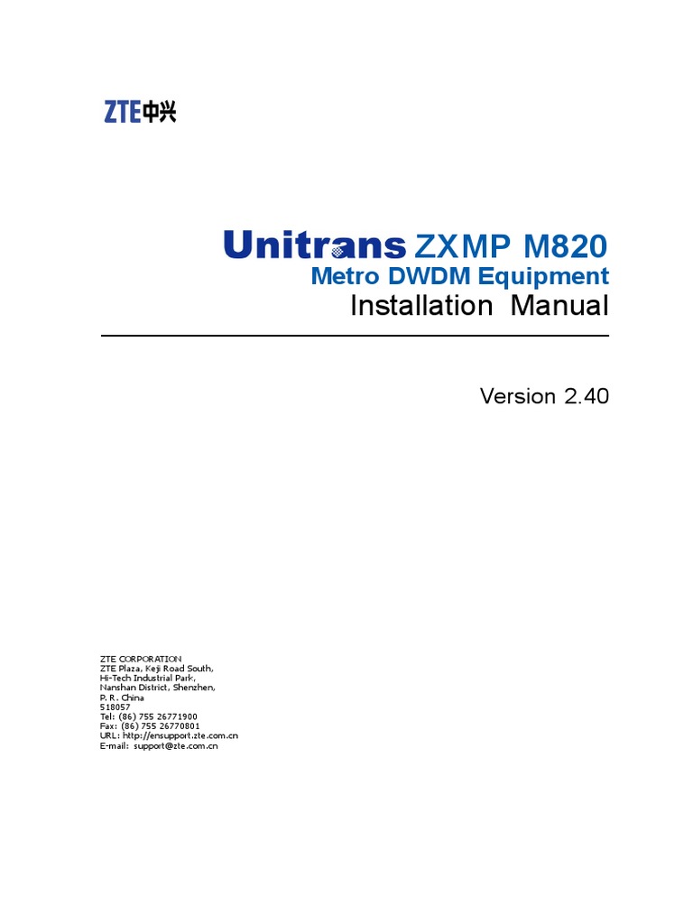 sjzl20093420-ZXMP M820 (V2.40) Installation Manual PDF | PDF | Optical ...