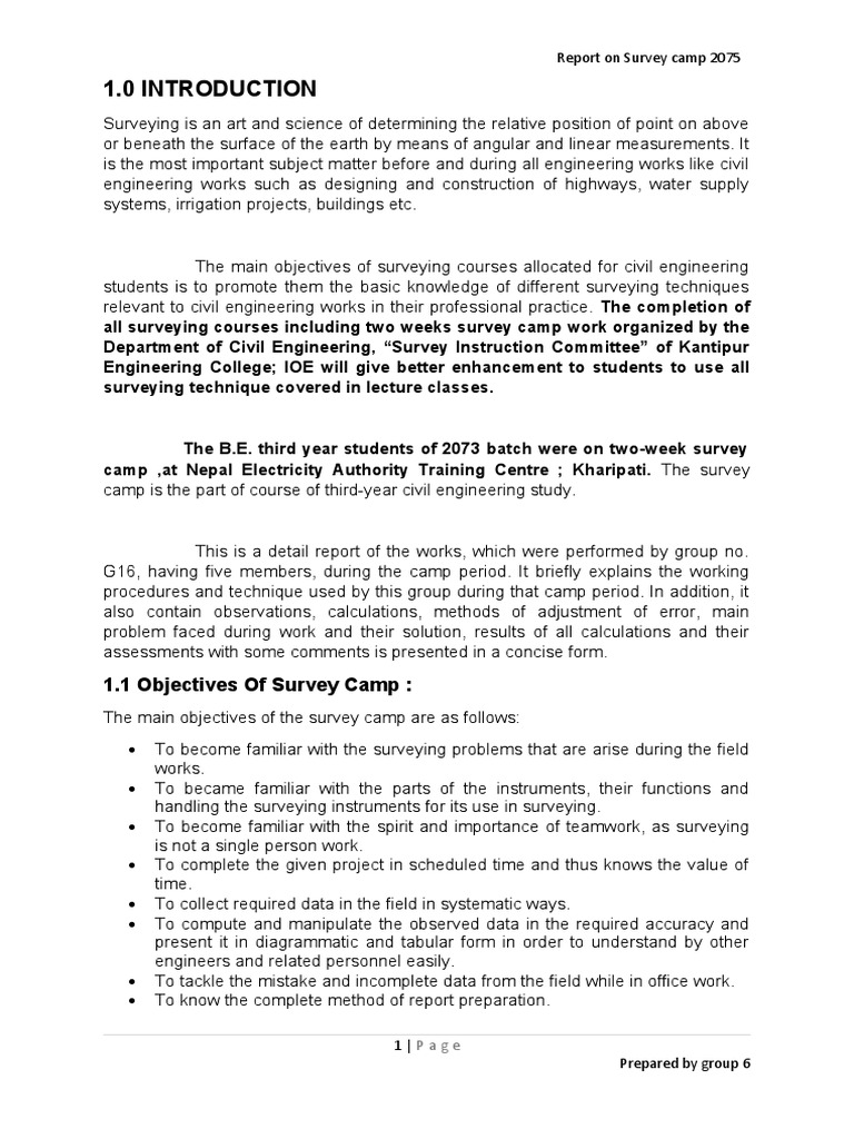 Survey Camp Final Report@kec 2075 | Download Free PDF | Surveying ...