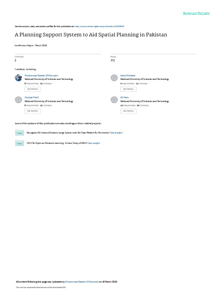 A Planning Support System To Aid Spatial Planning in Pakistan | PDF ...