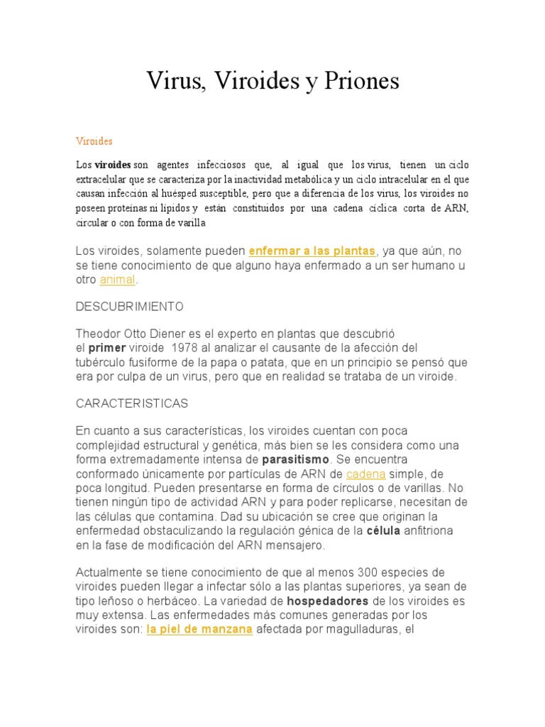 Virus Viroides y Priones | PDF | Organismos | Biología Molecular